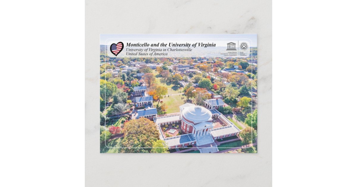 UNESCO - University of Virginia in Charlottesville Postcard | Zazzle