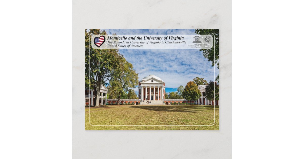 UNESCO - University of Virginia in Charlottesville Postcard | Zazzle