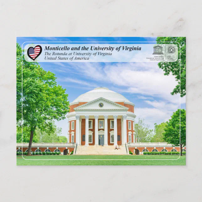 UNESCO - University of Virginia in Charlottesville Postcard | Zazzle