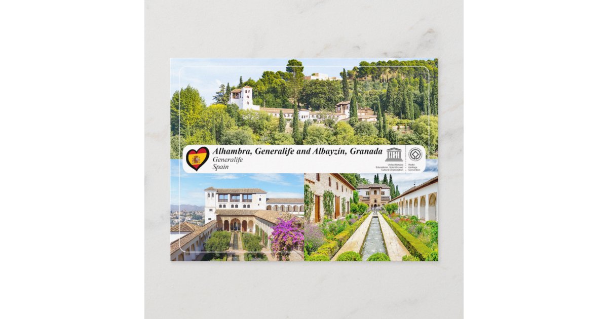 UNESCO WHS - Generalife, Granada Postcard | Zazzle
