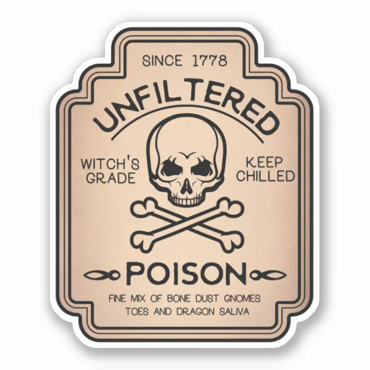 Unfiltered Poison Potion Vintage Label Sticker | Zazzle