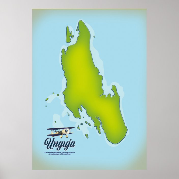 Unguja Island travel map Poster | Zazzle.com