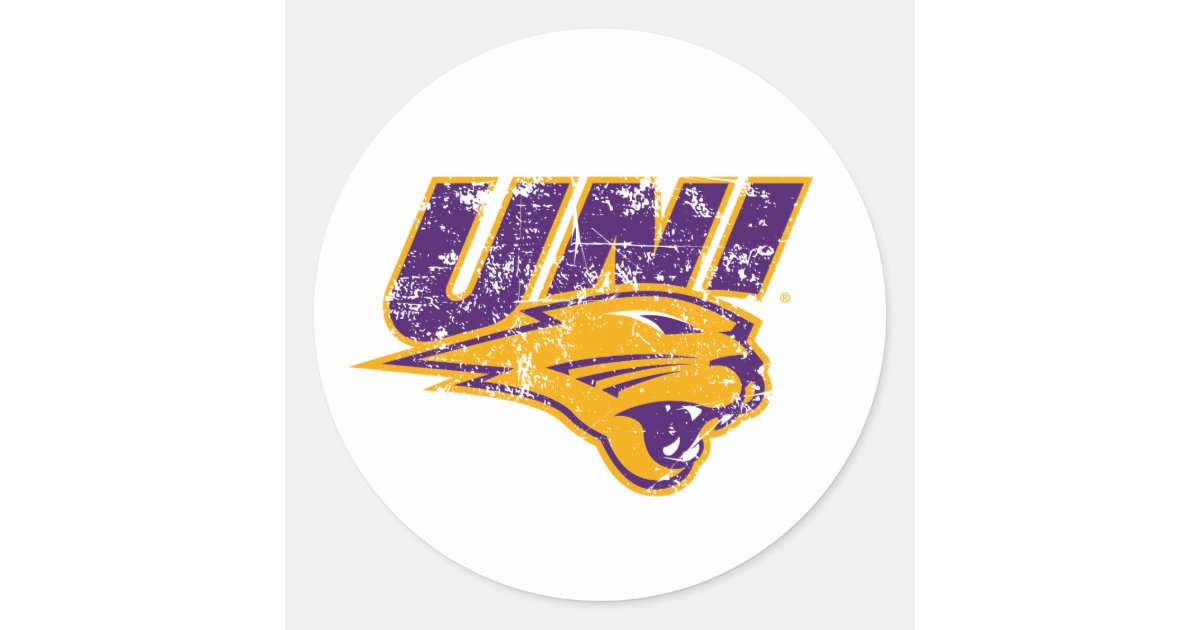 UNI Panthers Logo Distressed Classic Round Sticker | Zazzle