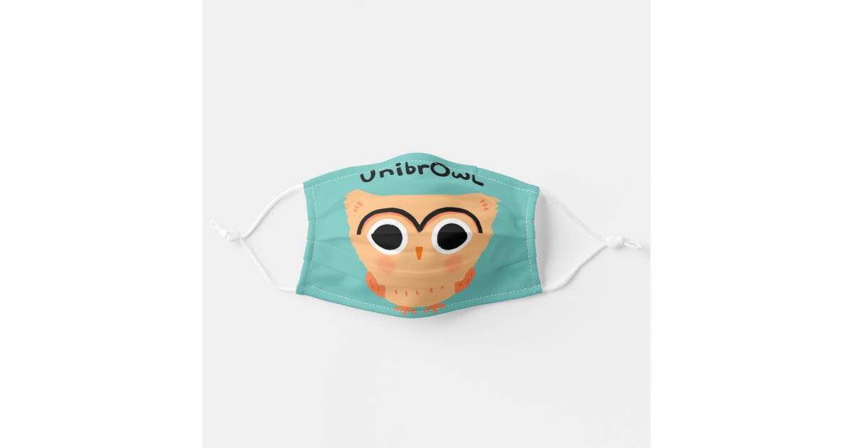 UnibrOwl Unibrow Owl | Funny Cute Eyebrows Owl Adult Cloth Face Mask ...