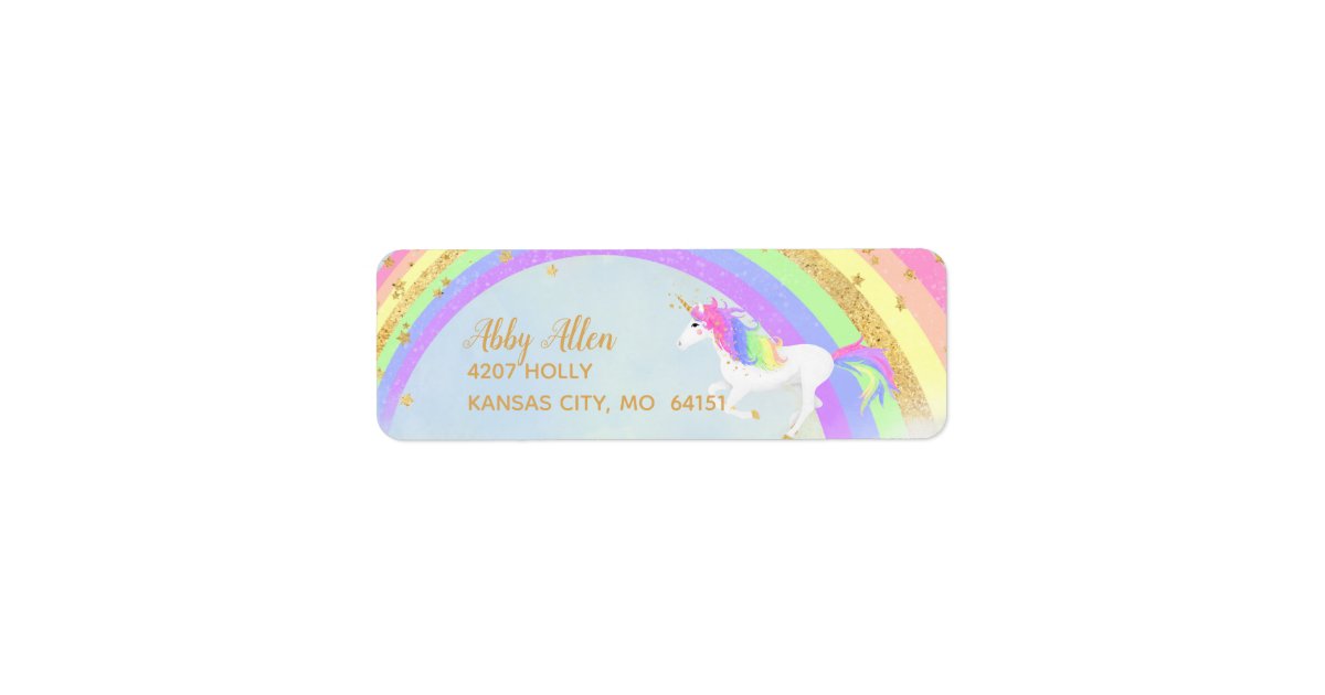 Unicorn Address Labels | Magical Gold | Zazzle