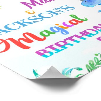 Unicorn and Dinosaur welcome party sign Magic sign | Zazzle