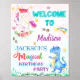 Unicorn and Dinosaur welcome party sign Magic sign | Zazzle