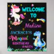 Unicorn and Dinosaur welcome party sign Magic sign | Zazzle