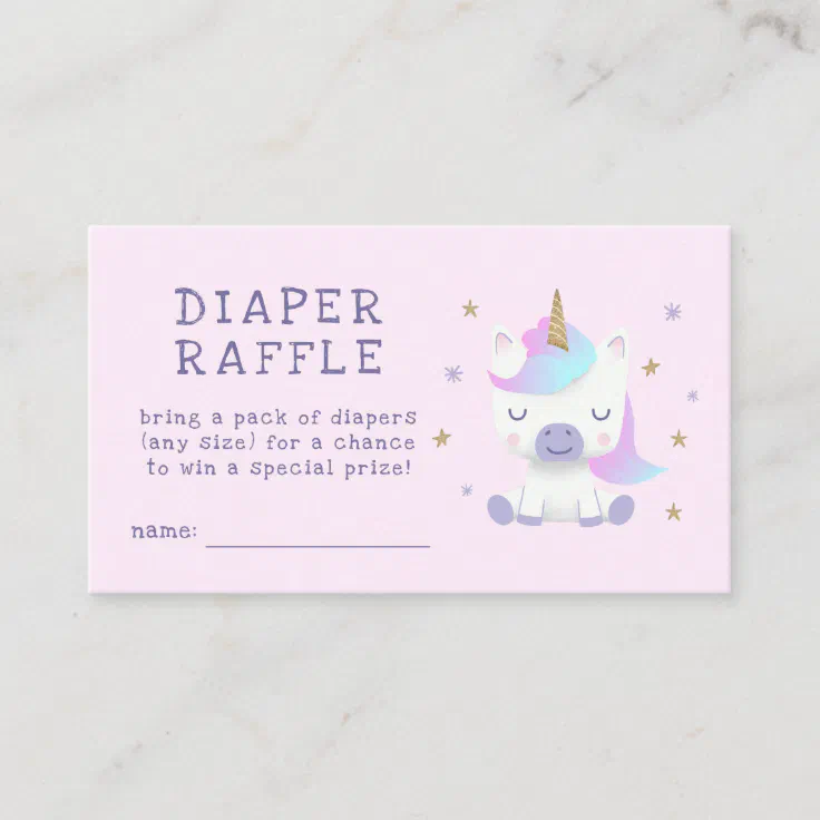 Unicorn Baby Shower Diaper Raffle Ticket Enclosure Card | Zazzle