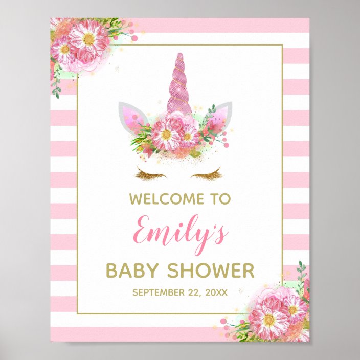Unicorn Baby Shower Welcome Sign | Zazzle.com