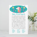 Unicorn Baby Shower Word Search Game | Zazzle