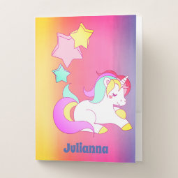 Unicorn Back to School Supplies, Cute Unicorn Pocket Folder | Zazzle