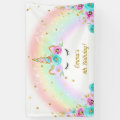 Unicorn banner with flowers and a rainbow | Zazzle