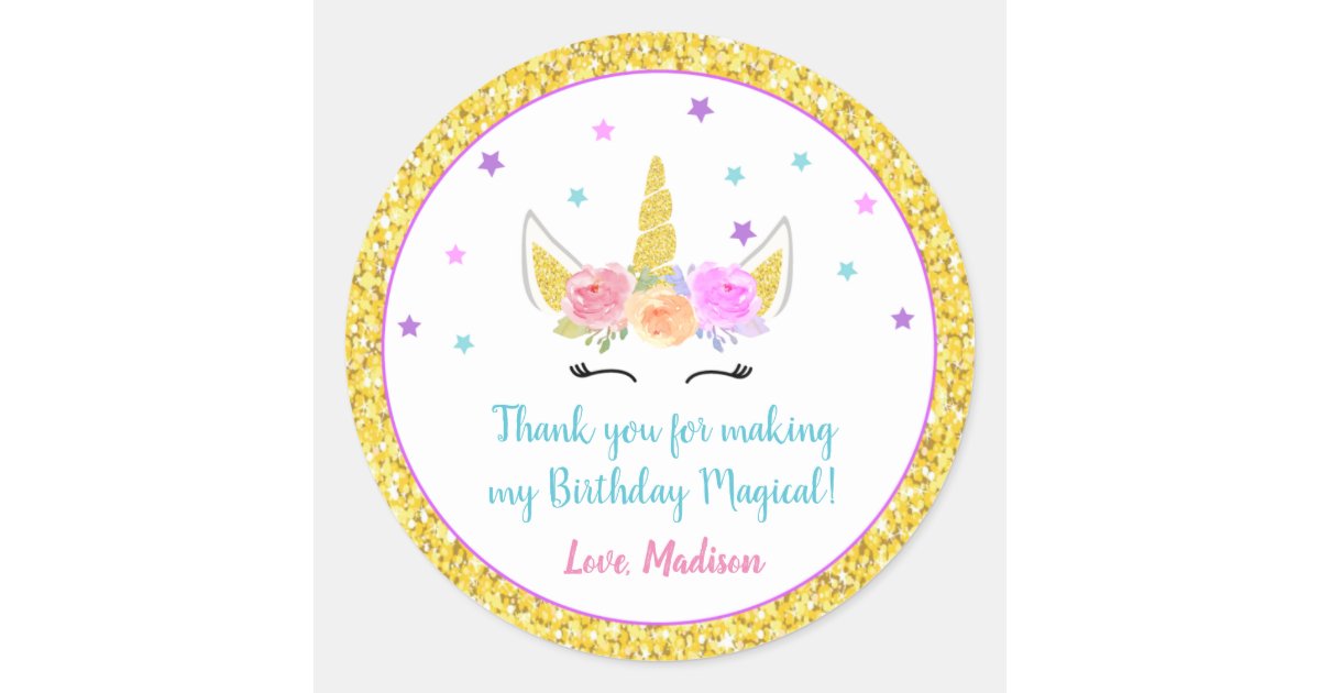Unicorn Birthday Favor Tags | Zazzle