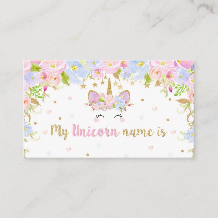 Unicorn Birthday My Unicorn Name Party Game Enclosure Card | Zazzle