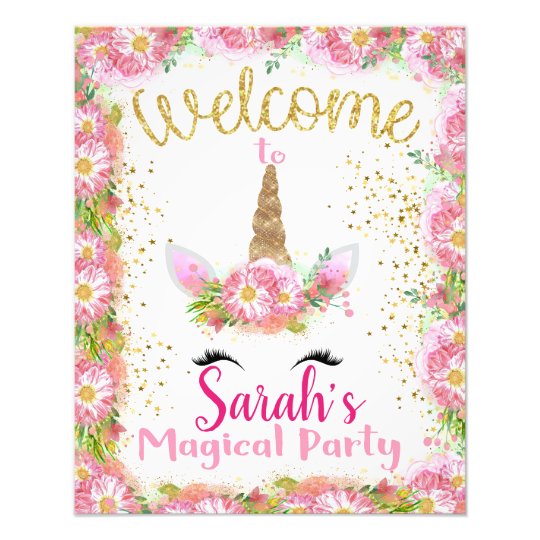 Unicorn Birthday Party Welcome Sign | Zazzle.com