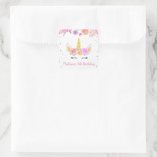 Unicorn Birthday Stickers Labels | Zazzle