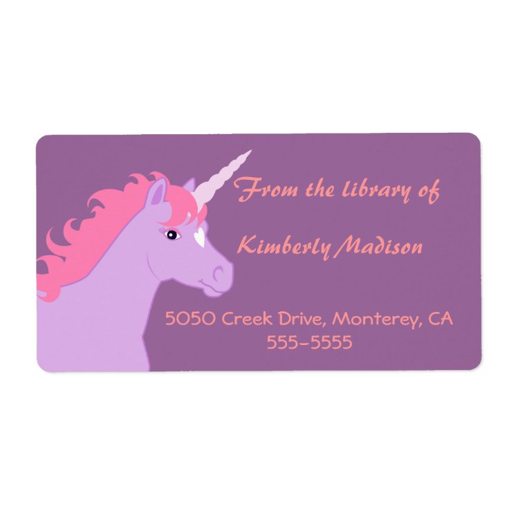 Unicorn Book Label | Zazzle