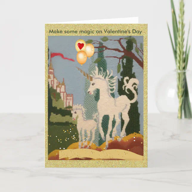 Unicorn Brings Magic on Valentine's Day Card | Zazzle