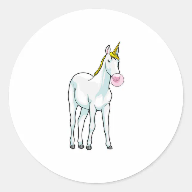 Unicorn Bubble gum Classic Round Sticker | Zazzle