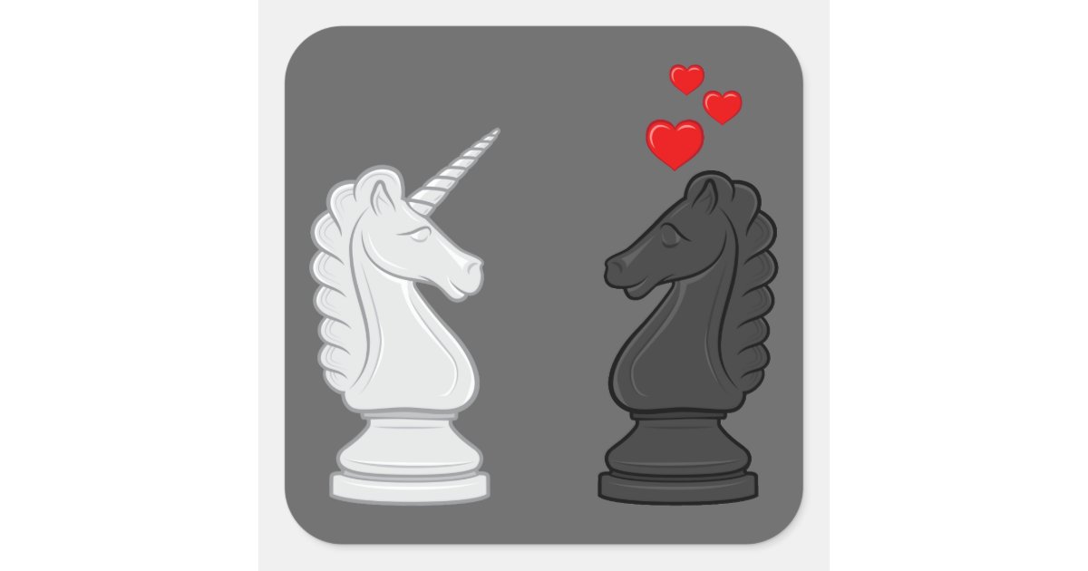 Unicorn Chess Knight Square Sticker | Zazzle