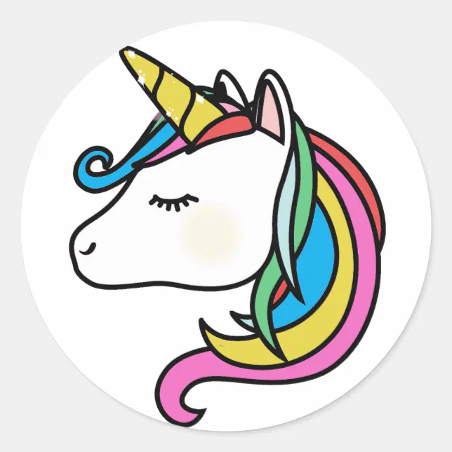 unicorn classic round sticker | Zazzle