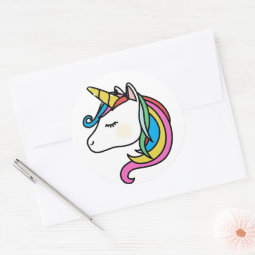 unicorn classic round sticker | Zazzle