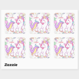 Unicorn Custom Square Sticker | Zazzle