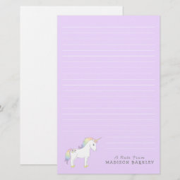 Unicorn Cute Kids Pastel Stationery | Zazzle
