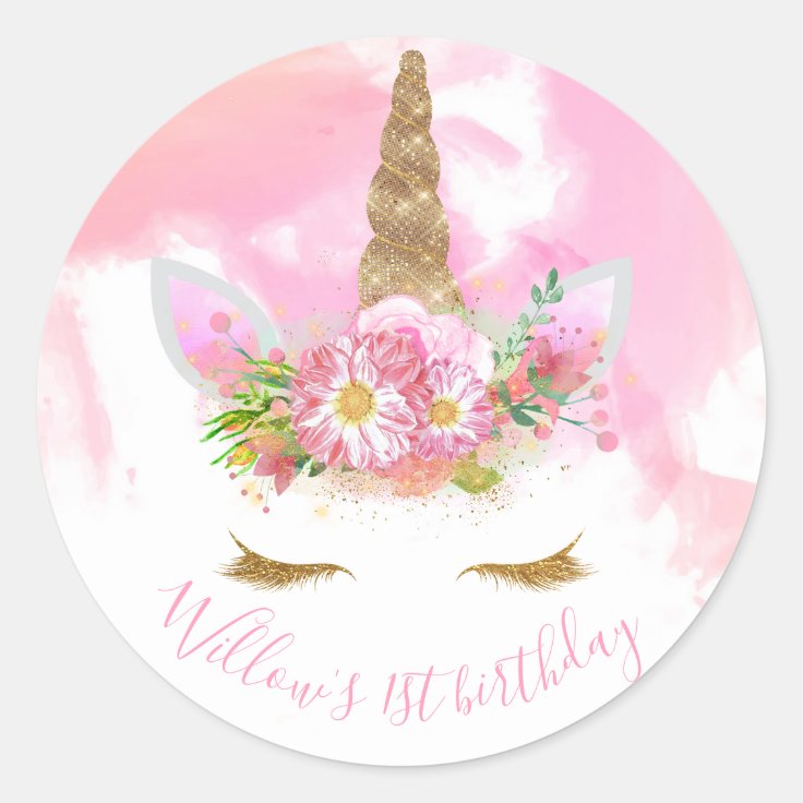 Unicorn face sticker | Zazzle