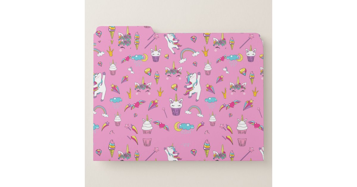 Unicorn Fan Club pattern Pink File Folder | Zazzle