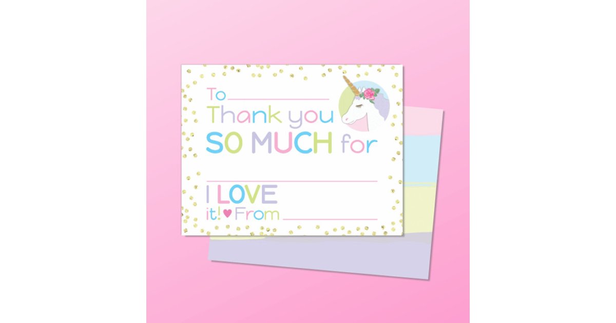Unicorn Fill in the Blank Stationery Thank You Note Card | Zazzle