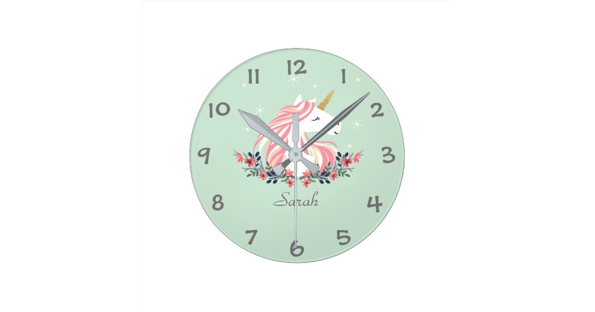 Unicorn Kids Nursery Wall Clock | Zazzle.com