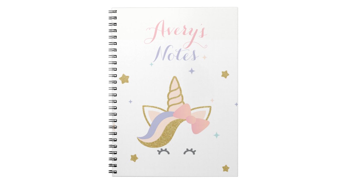 Unicorn notebook, school notebook | Zazzle
