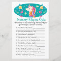 Unicorn Nursery Rhyme Quiz baby shower game | Zazzle