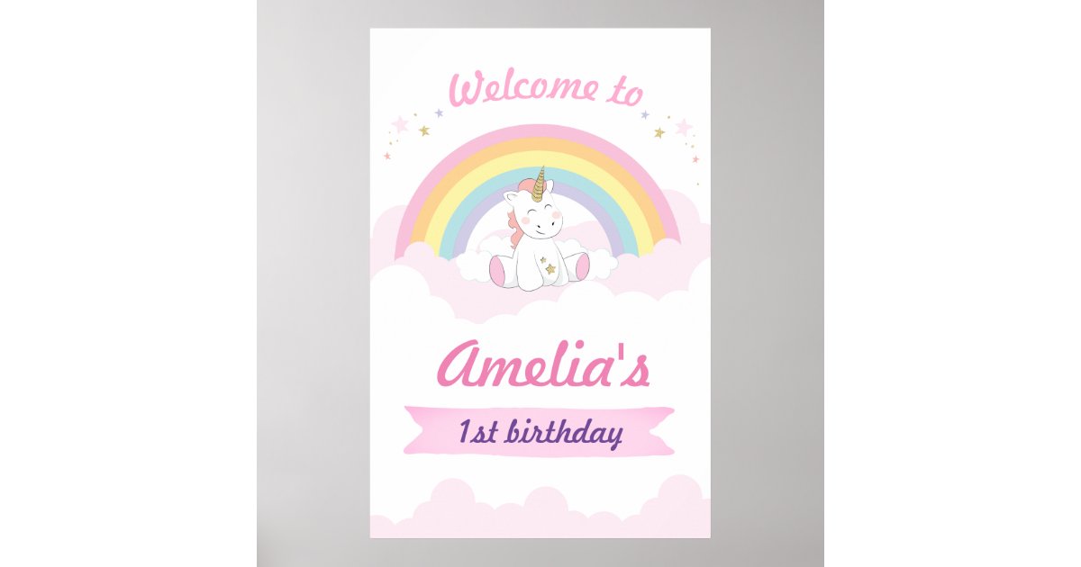 Unicorn party sign, Unicorn welcome sign | Zazzle