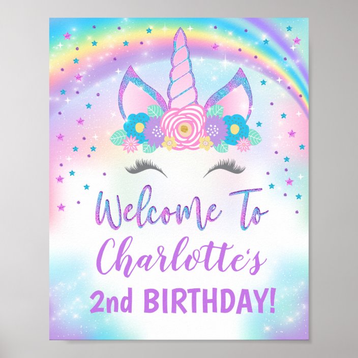 Unicorn Party Welcome Sign Decorations | Zazzle.com