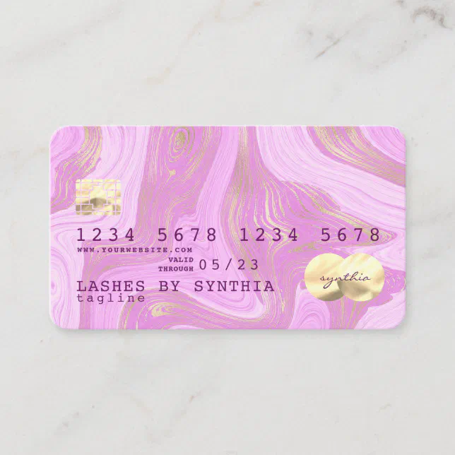 unicorn pastel pink and gold marble Credit Card | Zazzle