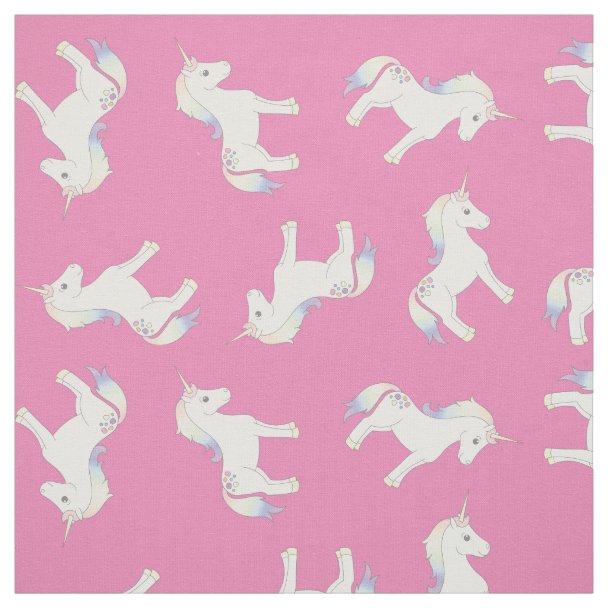 Cute Magical Unicorn Pastel color pink Fabric | Zazzle