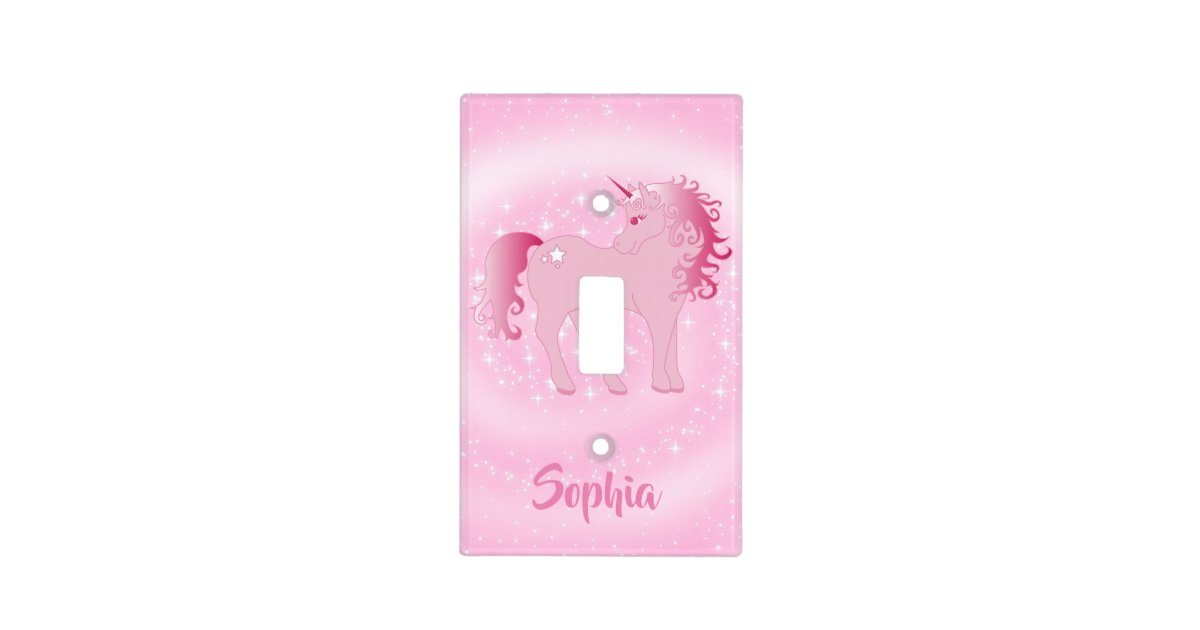 Unicorn Pink and White Cute Girl Light Switch Cover | Zazzle