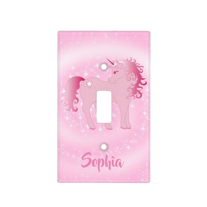 Unicorn Pink and White Cute Girl Light Switch Cover | Zazzle.com