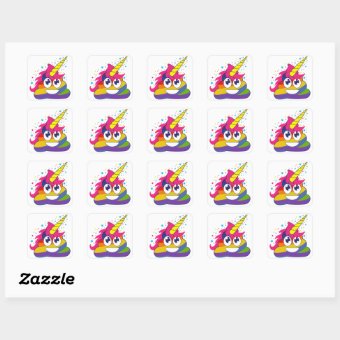 Unicorn Poop Rainbow Emoji Stickers | Zazzle