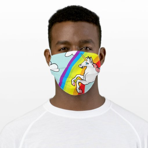 Unicorn Rainbow Adult Cloth Face Mask | Zazzle