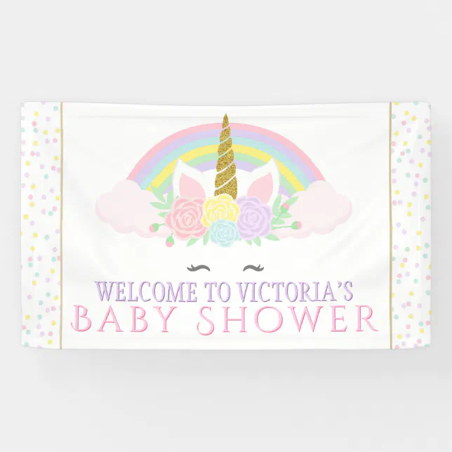 Unicorn Rainbow Baby Shower Banners | Zazzle