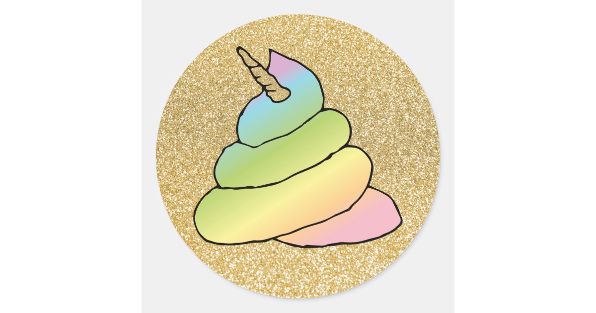 Unicorn Rainbow Crap Emoji Poop Emoji With Face Classic Round Sticker ...