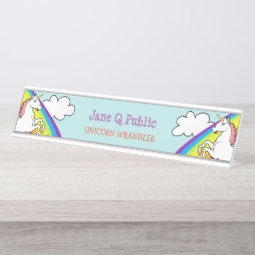Unicorn Rainbow Desk Name Plate | Zazzle