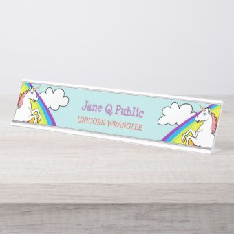 Unicorn Rainbow Desk Name Plate | Zazzle