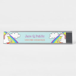 Unicorn Rainbow Desk Name Plate | Zazzle