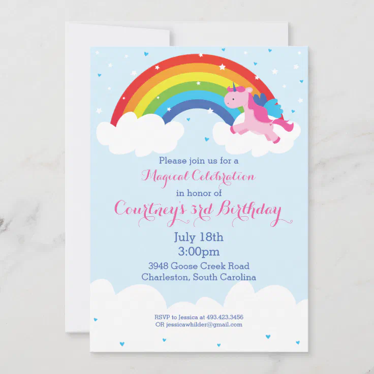 Unicorn Rainbow Invitation | Zazzle
