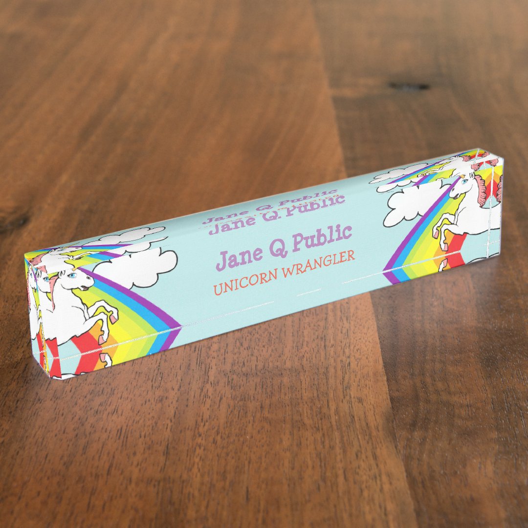 Unicorn Rainbow Nameplate | Zazzle